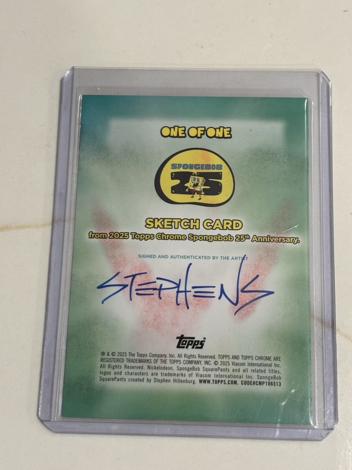 SpongeBob Topps Chrome 1/1 Sketch Patar/Patrick Star Mike Stephens Auto ...
