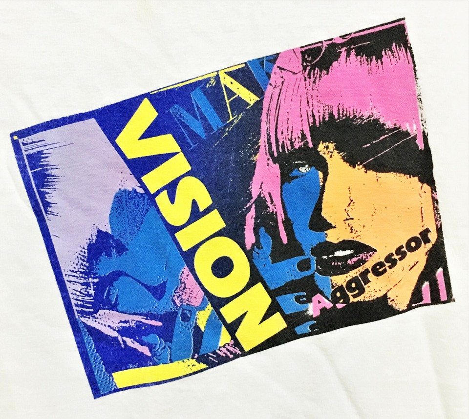 VINTAGE 80s VISION STREET WEAR AGGRESSOR SKATEBOARD T-SHIRT THRASHER ...
