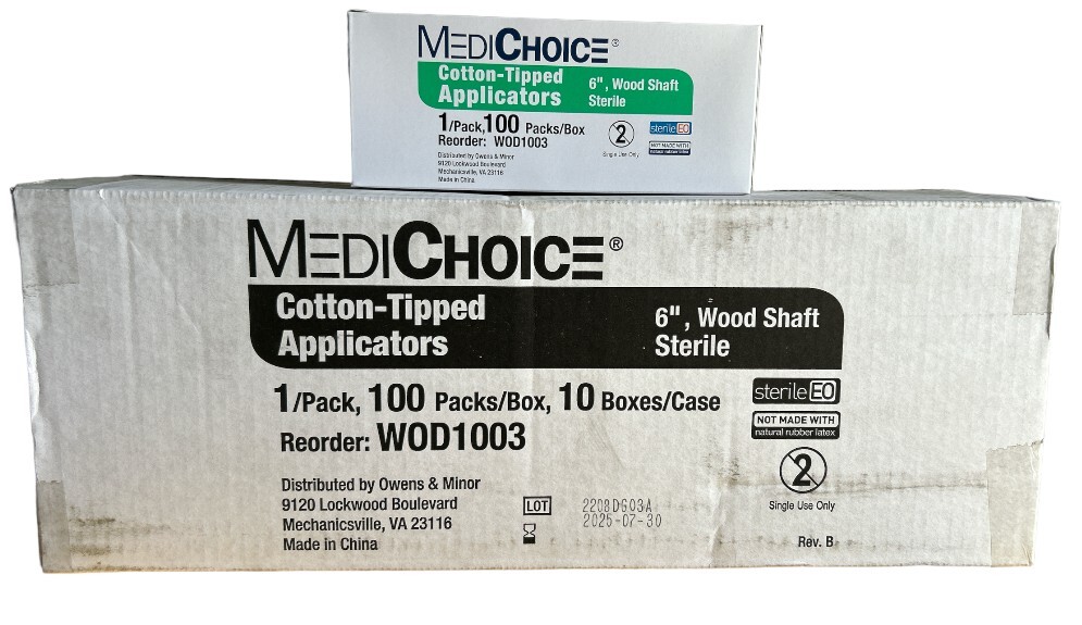 1000Pcs Medichoice 6" Wood Shaft Cotton Swab Tip Applicator Q-Tip ...