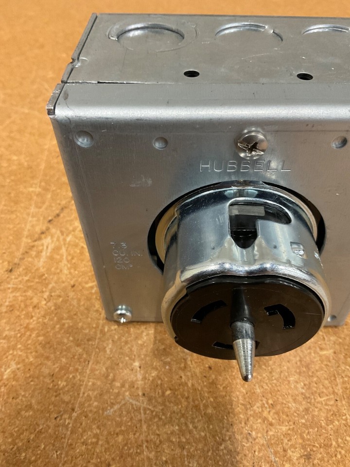 Hubbell Twist-Lock Receptacle 50A 250V 3Ø CS8369 w/ Hubbell 7.3 CU IN ...