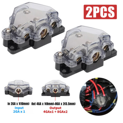 2x 3-Way Distribution Block 2 Gauge in Car Audio Amp Power Ground ...