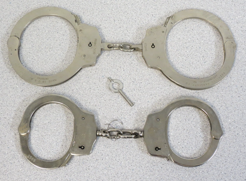 Lot - 2 Handcuffs Restraints Cuffs (1 Peerless U.S.A.) with one key ...