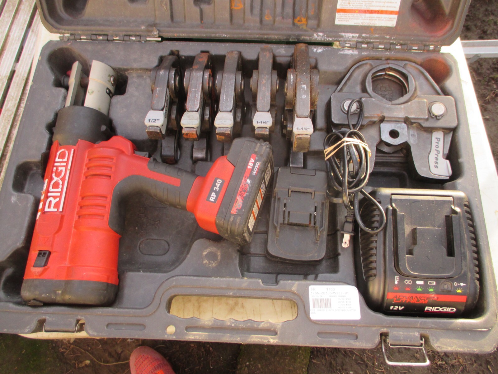 Ridgid RP340 Kit W 6 Jaws 1/2”-2” Two Batteries Charger Good Condition ...
