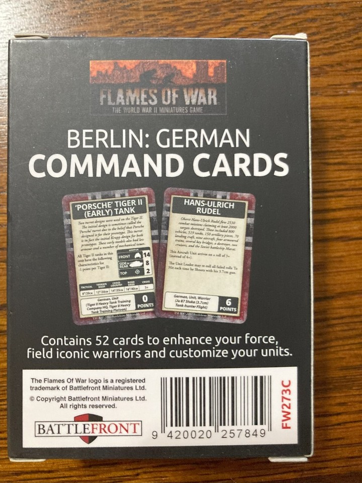 Flames of War FW273C Berlin: German Command Cards - Brand New | eBay