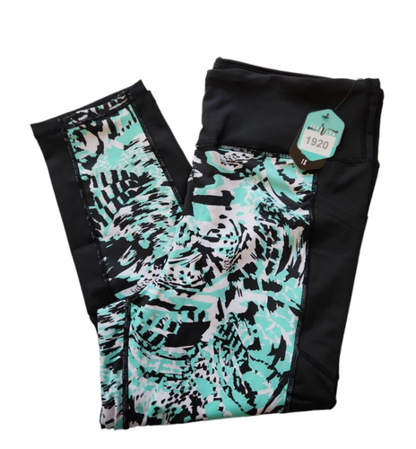 Lularoe Mint White Black 1X Fearless Fitness Legging RISE 1XL Workout ...