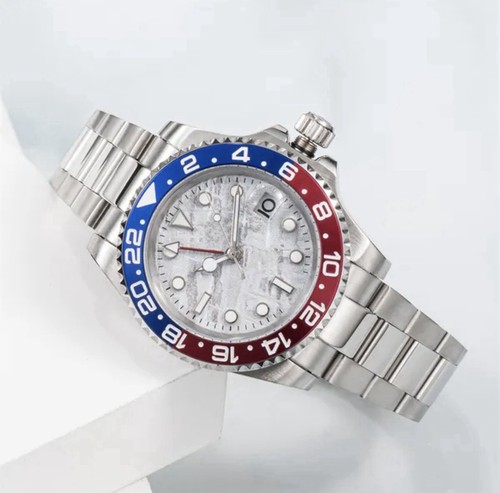 Men’s Luxury GMT Style Automatic Stainless Steel Watch “Pepsi” Blue/Red ...