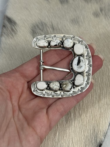 Native American Sterling Silver White Buffalo Belt Buckle Statement ...