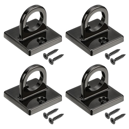 Pad Eye Plate U Hooks, 4 Pack Metal Ceiling Hook Wall Mount Loop, Black ...