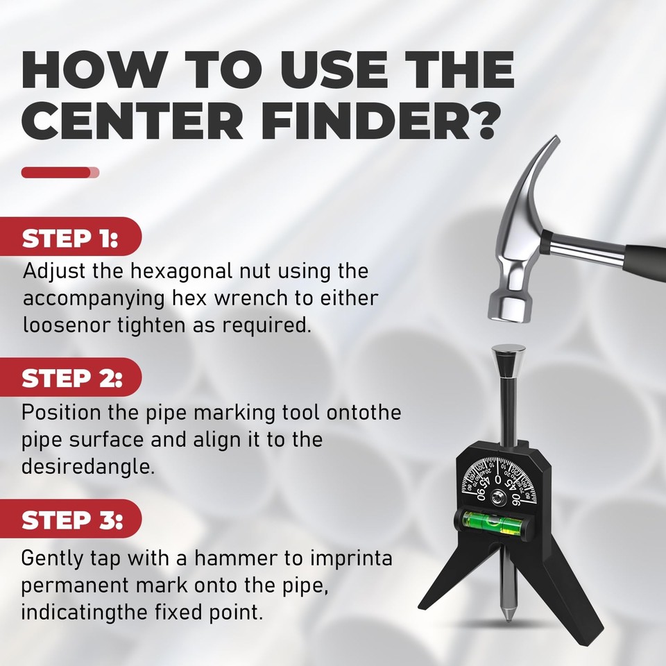 Upgraded Pipe Center Finder, Measure Pipe Diameter, Pipefitter Tools ...