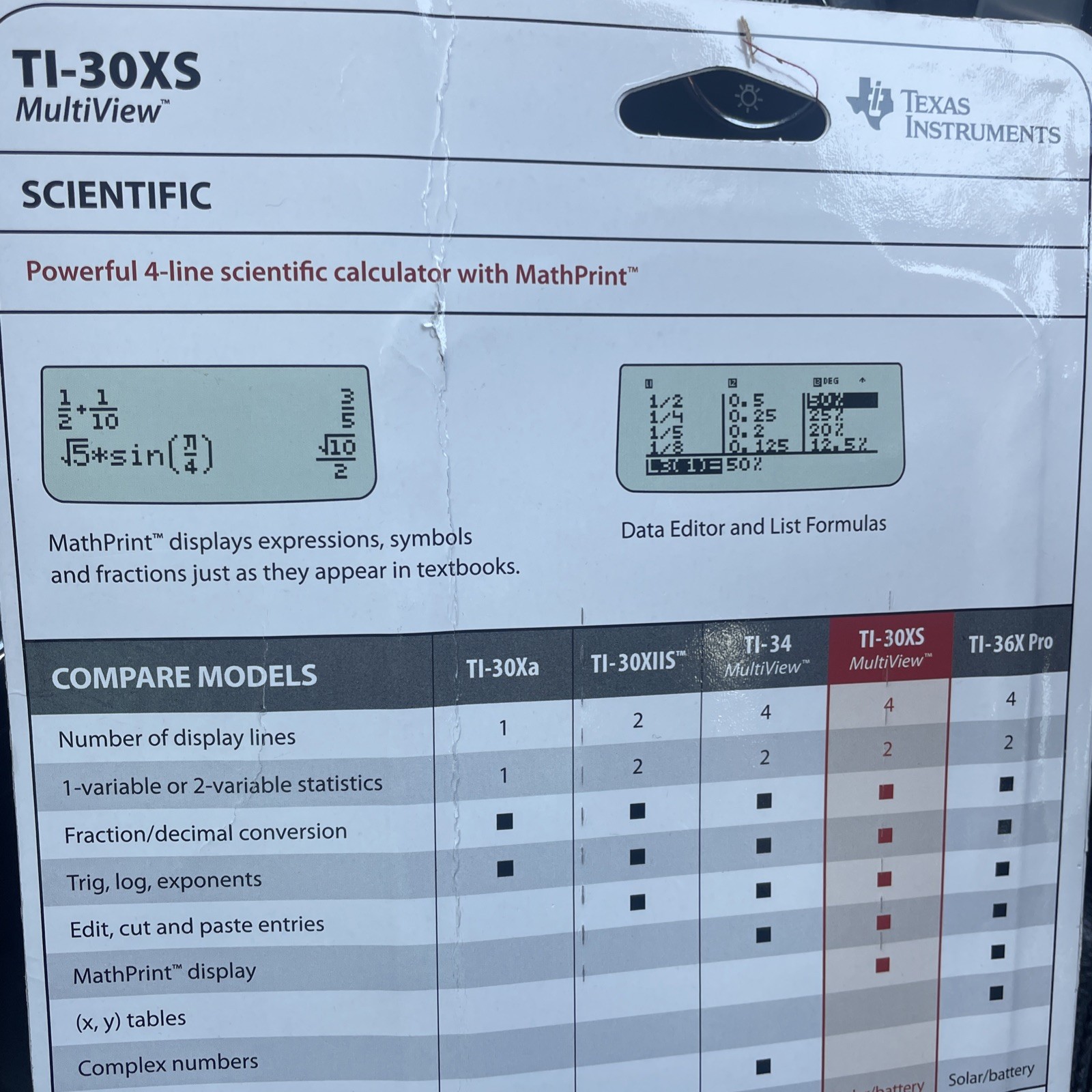 Texas Instruments TI-30XS MultiView Scientific Calculator - Blue for ...