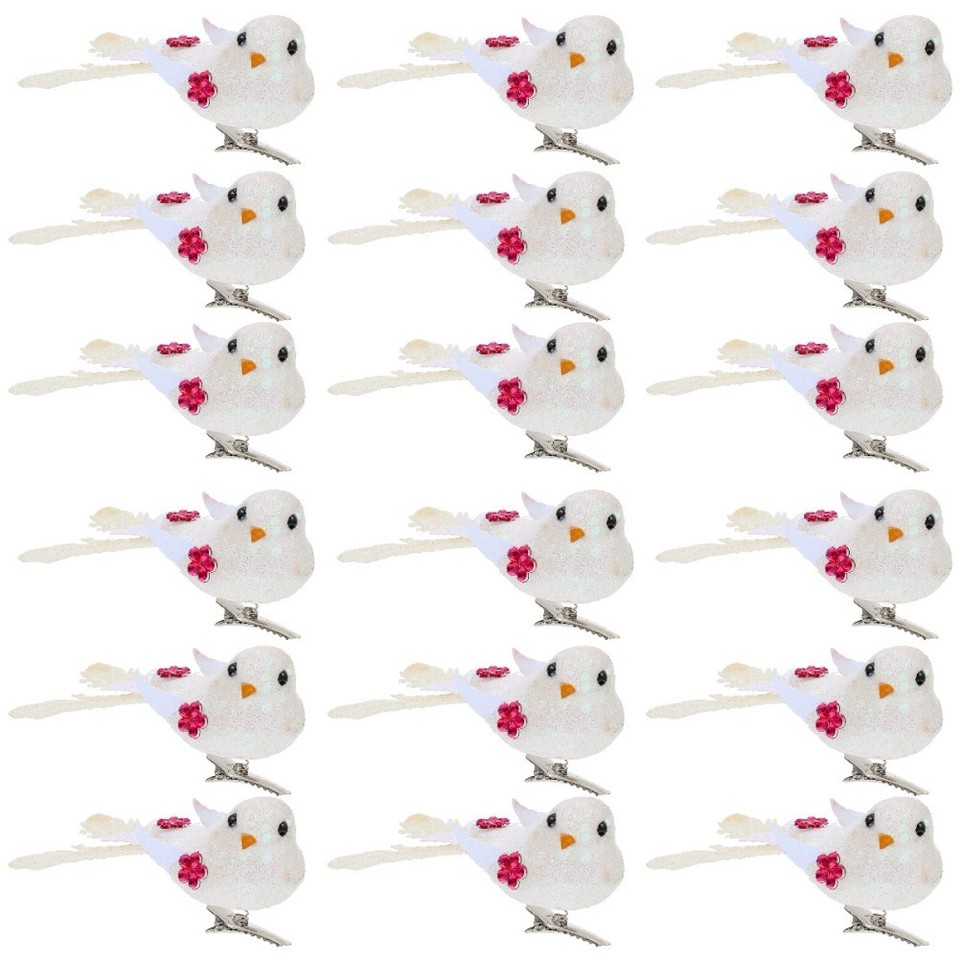 36 pcs Simulated Bird Decorations Christmas Tree Decors for Home (White ...