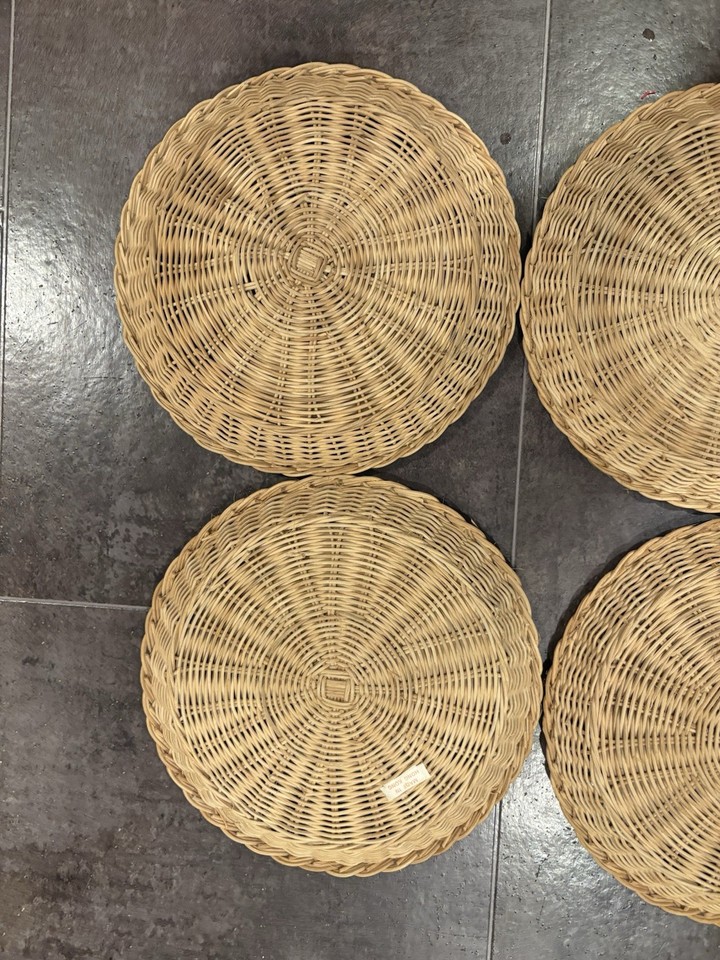 Vintage Wicker Rattan Paper Plate Holders Set of 12 Boho Wall Baskets ...