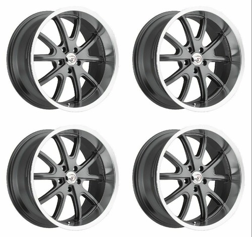 Set 4 15" Vision Muscle 143 Torque Gunmetal Machined Lip Wheels 15x8 ...