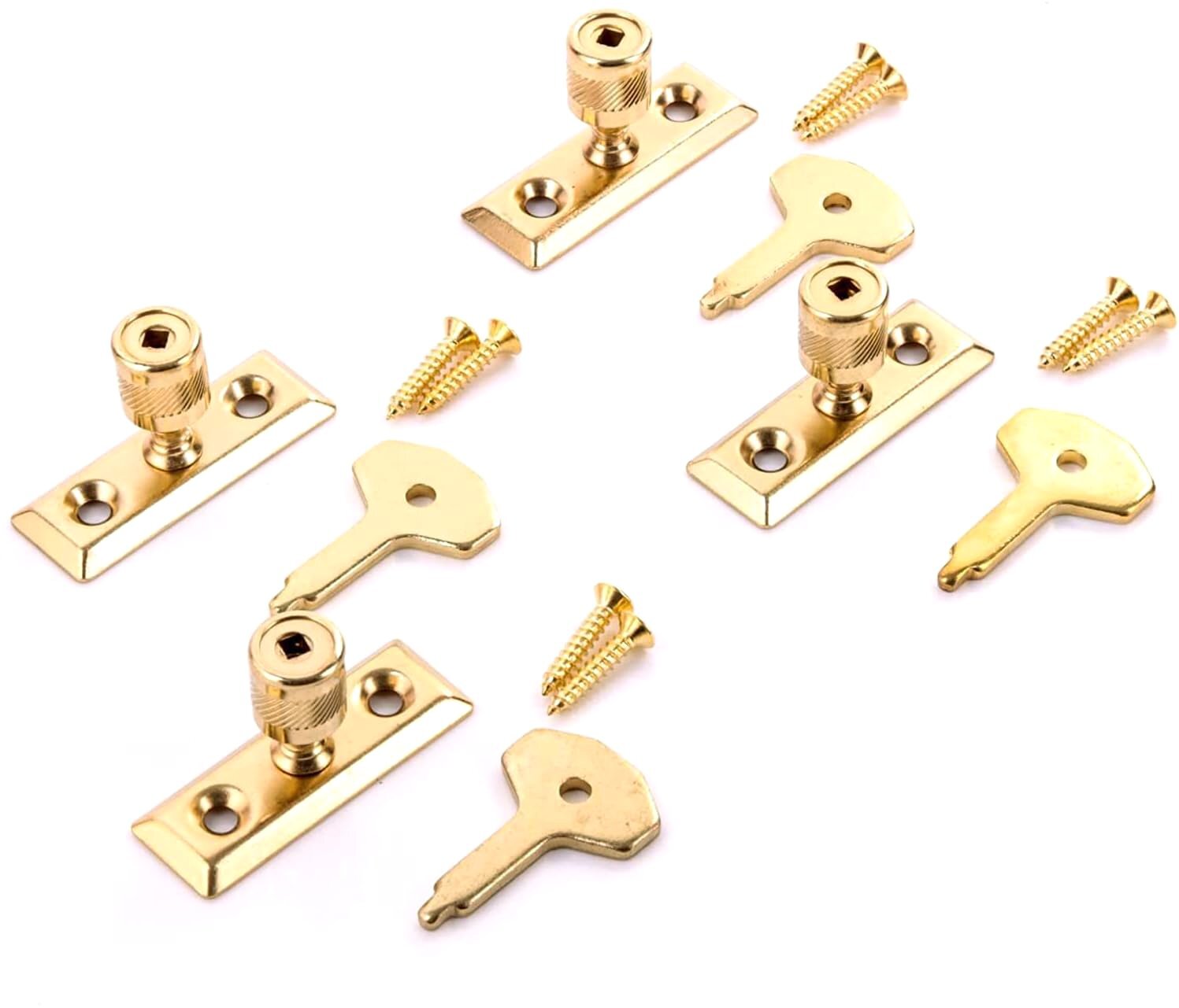Window Lock Stay arm Lock With Key And Screws (Brass/Zinc) Pack Of 4 ...