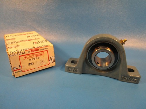 AMI UCP207-23 Pillow Block Ball Bearing Unit - Two Bolt Base, 1-7/16 in ...