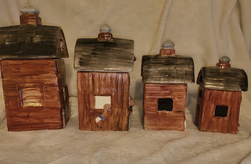 Vtg Farmhouse Farm Country Kitchen Canister Set Barnyard Barn Stable ...