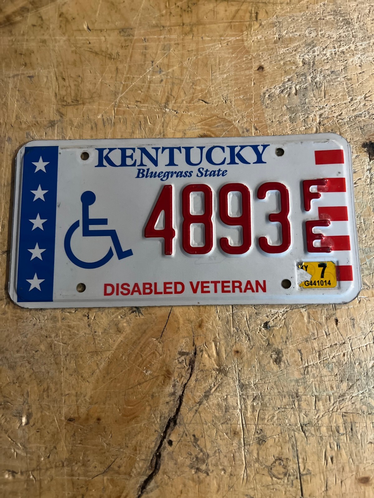 LICENSE PLATE KENTUCKY OPTIONAL DISABLED VETERAN FLAG 4893 | eBay