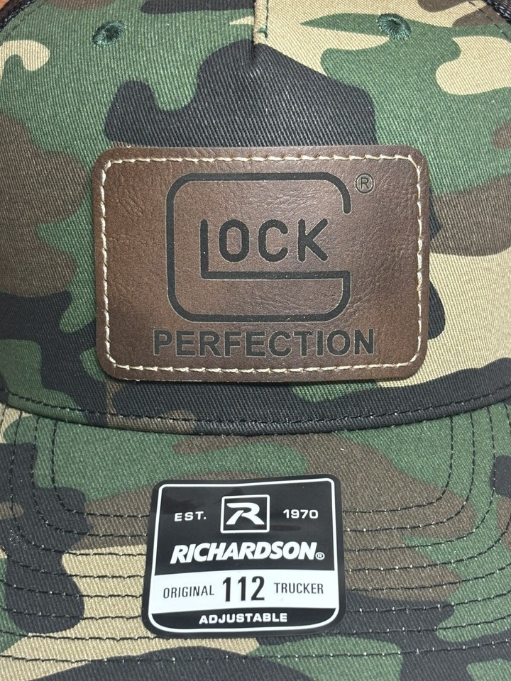 Richardson 112 Glock Leatherette Patch Trucker Hat, Gun Glock Hat, Camo ...