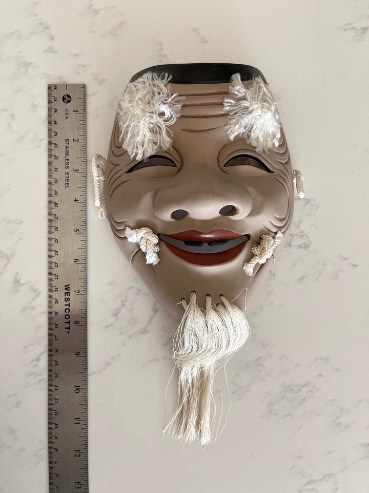 Japanese ceramic okina noh theater mask old man | eBay