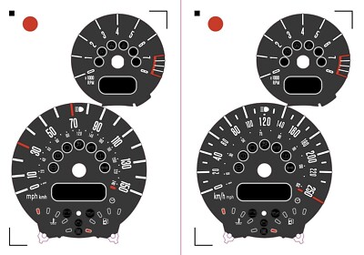 Mini One Cooper S JCW Custom Speedometer Rev Dial Gauge Faces MPH KPH ...