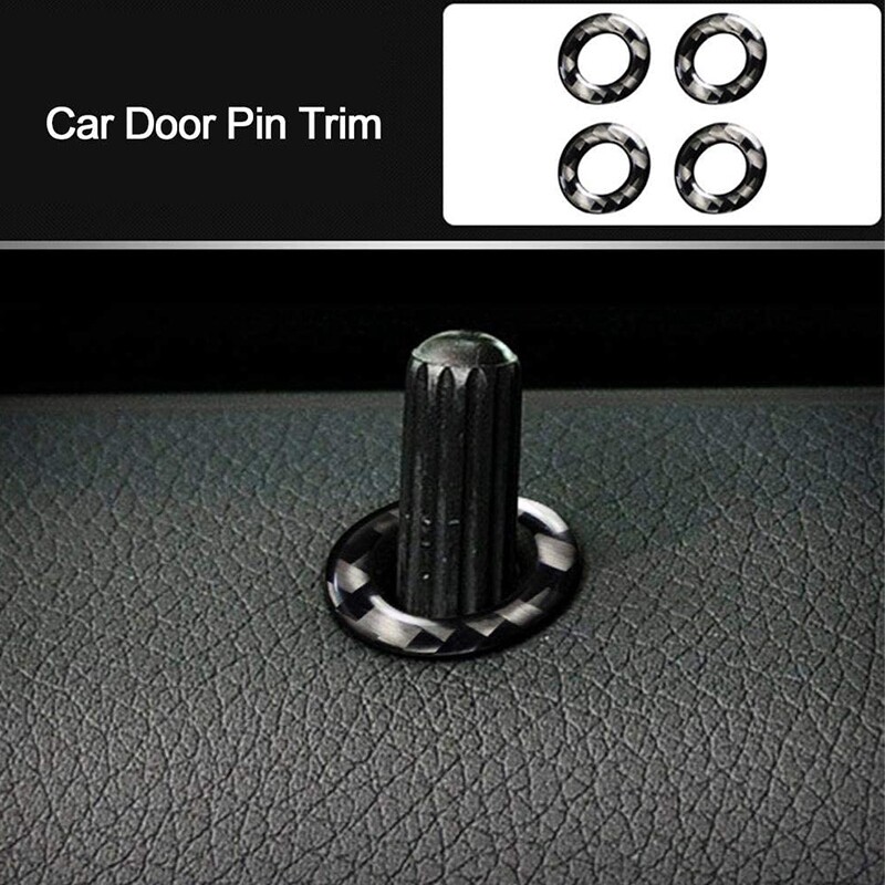 Car Door Pin Trim, 4Pcs Carbon Fiber Door Lock Pin Cover Trim Fits for ...