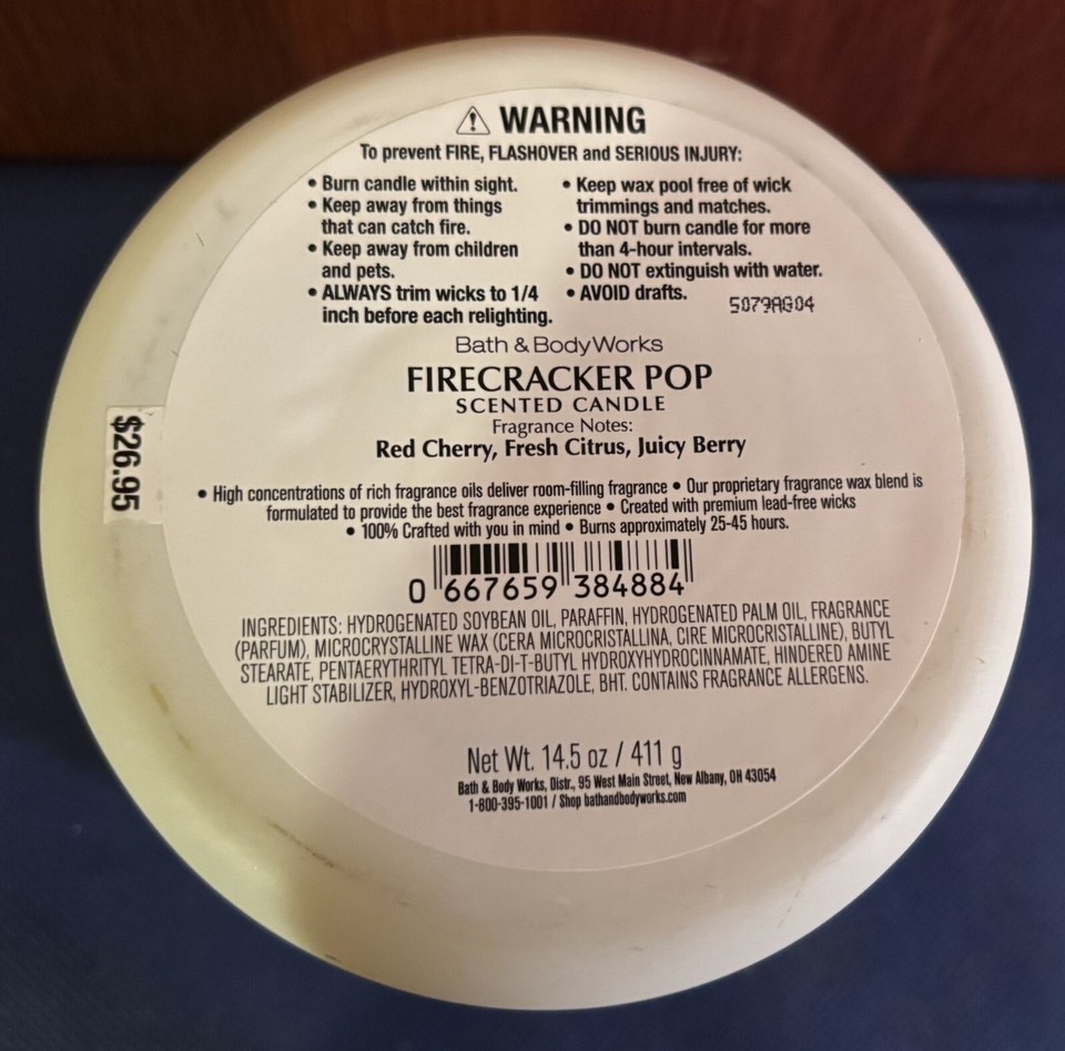 Bath & Body Works FIRECRACKER POP 3-Wick Candle - 14.5 oz. - NEW/FREE SHIP | eBay