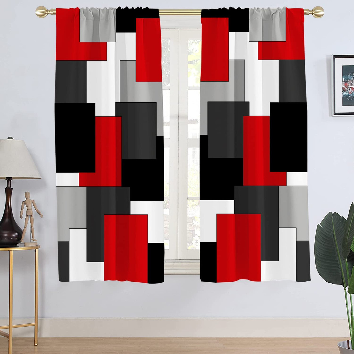 Red And Black Living Room Curtains | Baci Living Room