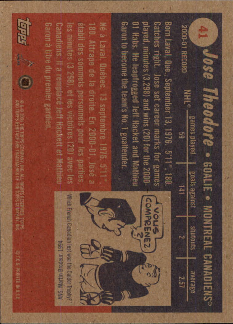 2001-02 Topps Heritage #41 Jose Theodore | eBay