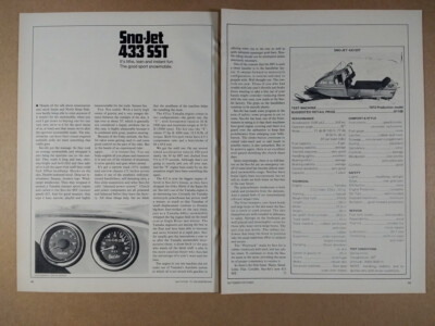 1972 Sno-Jet 433 SST Snowmobile test review article clipping | eBay