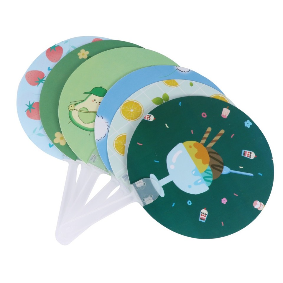 24pcs Adorable Summer Cartoon Pattern Fan Small Size Round Shape Fan ...