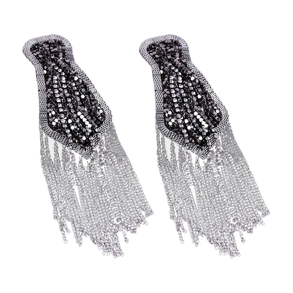 2Pcs Tassel Link Chain Epaulet Applique Fashion Brooch Epaulette for ...