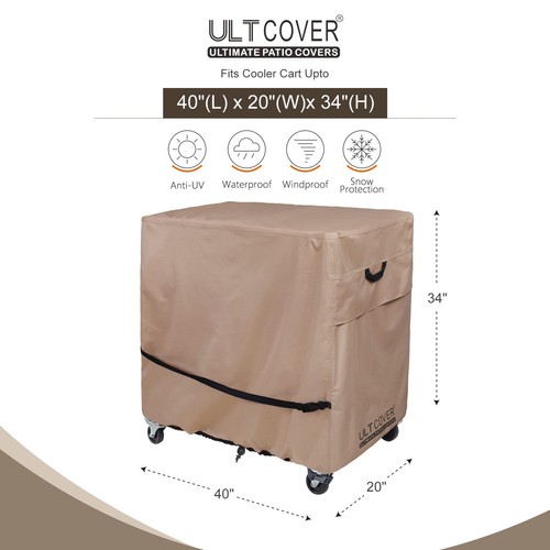 ULTCOVER Waterproof 80-100 Quart Patio Cooler Cart Rolling Ice Chest ...