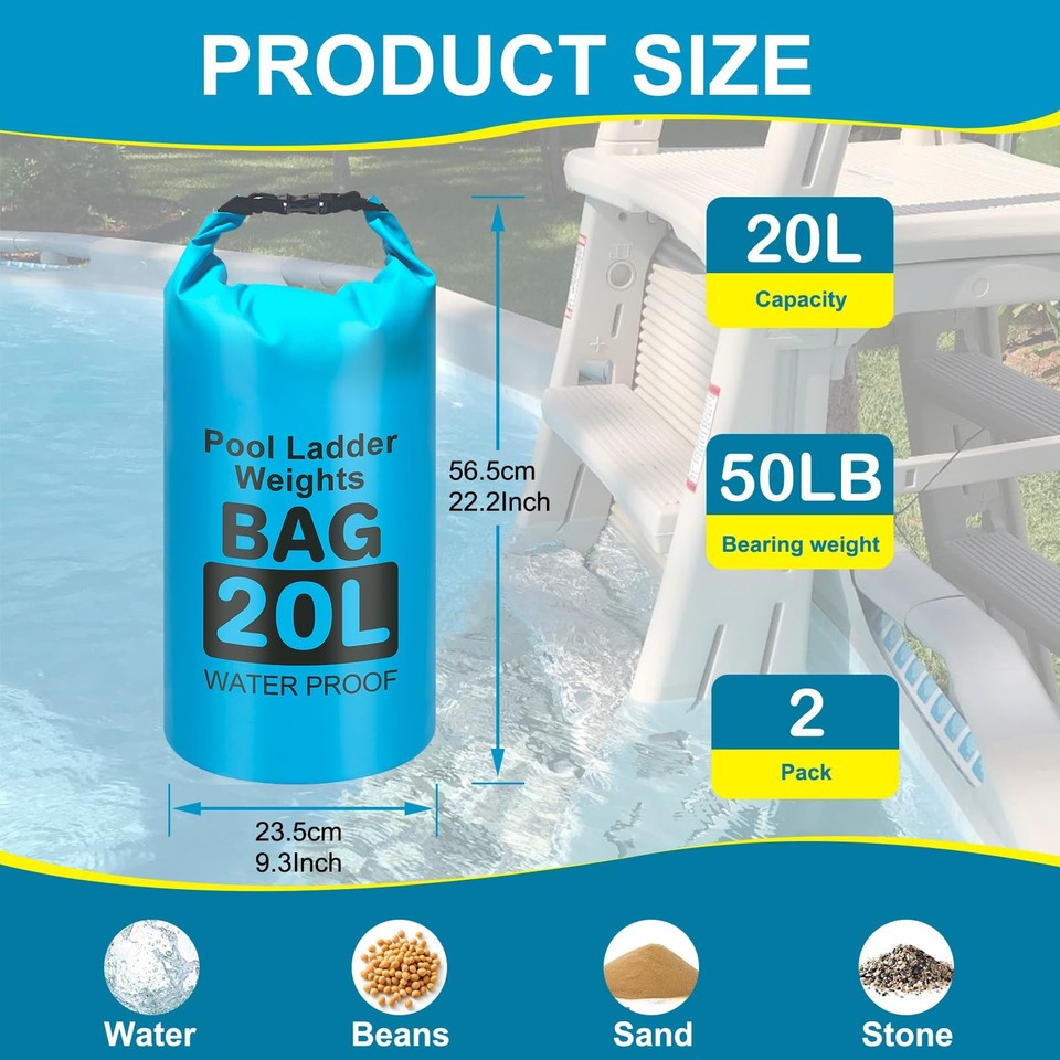 50LB Heavy Duty Pool Ladder Weights for Above Ground Pools 20L ...