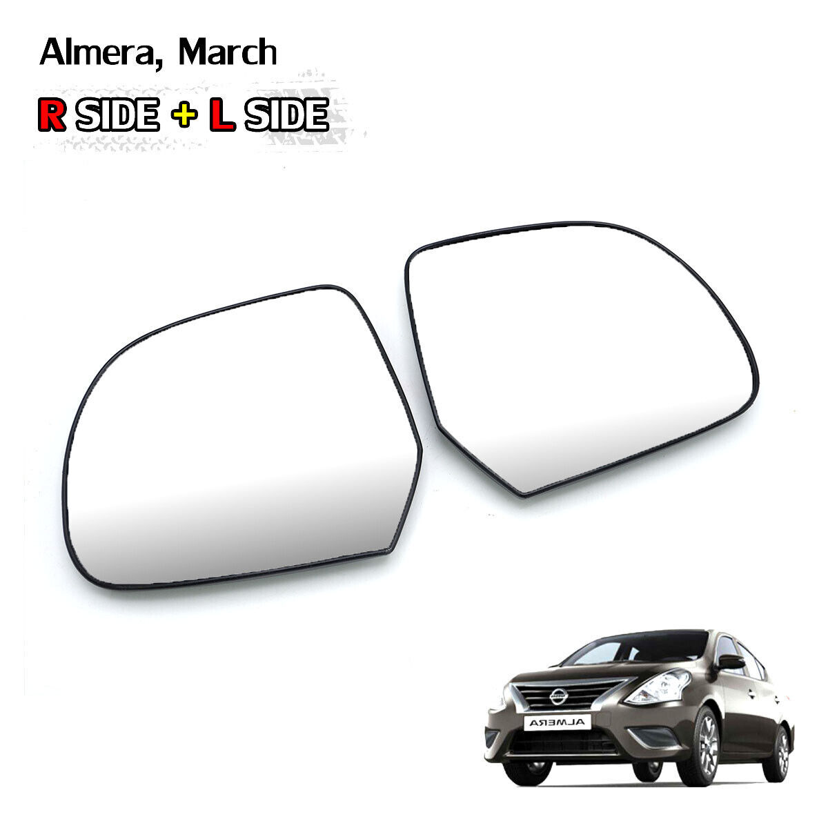 Pair Wing Side Door Mirror Glass Lens For Nissan March Almera 2012 2019 ...