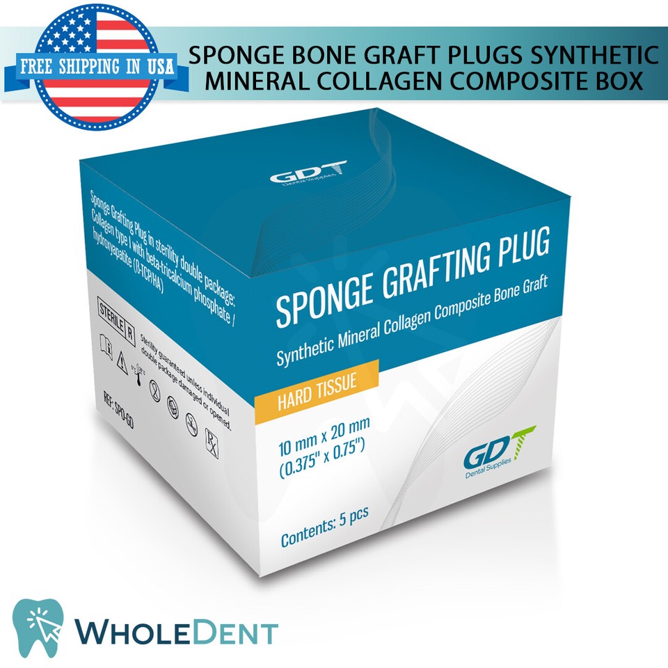 Dental 5 Sponges Grafting Plug Synthetic Collagen Sterile Surgical Bone ...