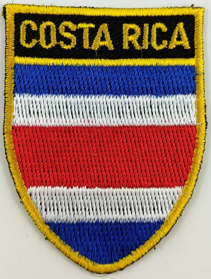 Costa Rica Flag Shield Crest Patch Embroidered Iron On Sew On Applique ...