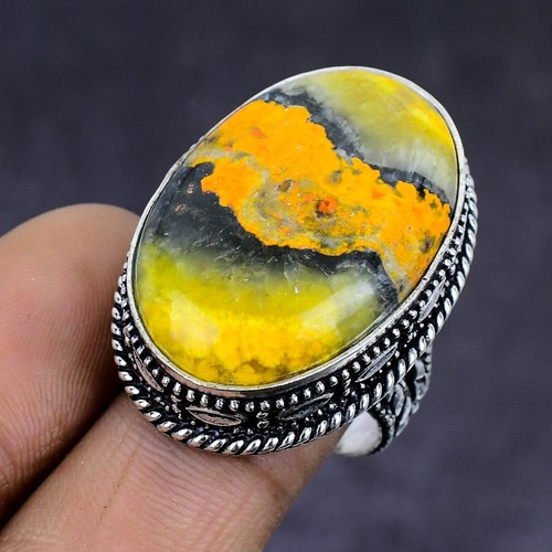 Natural Bumble Bee Jasper Gemstone 925 Sterling Silver Jewelry Ring Size 8 v098 | eBay