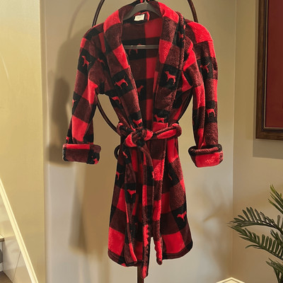 Victorias Secret Red/Black Fleece Robe | eBay