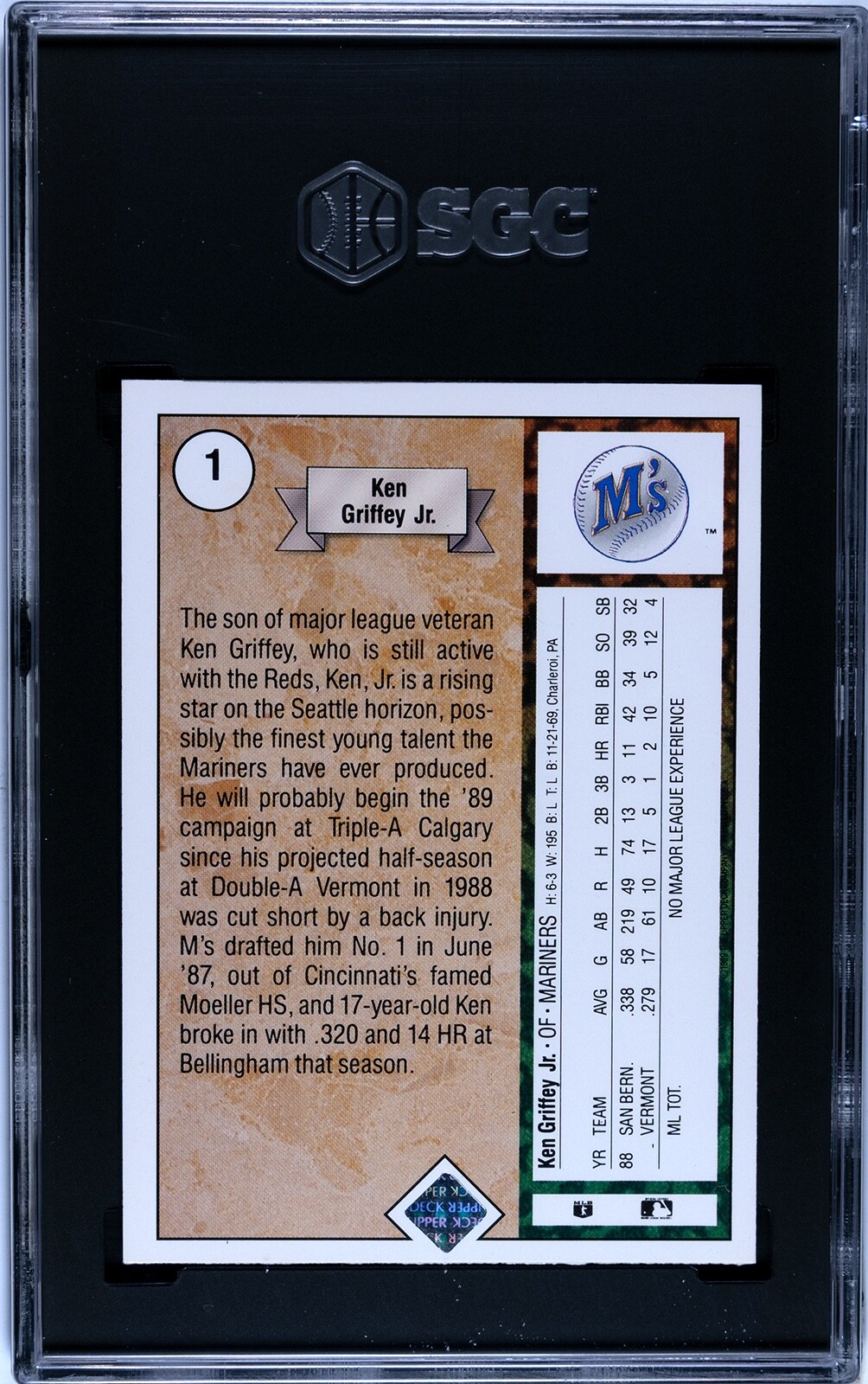 1989 Upper Deck Ken Griffey Jr. #1 YELLOW DONUT ERROR | eBay