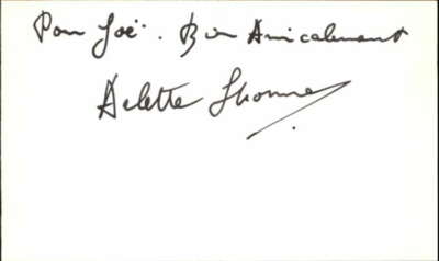 Arlette Thomas d. 2015 French Actress Signed 3" x 5" Index Card | eBay