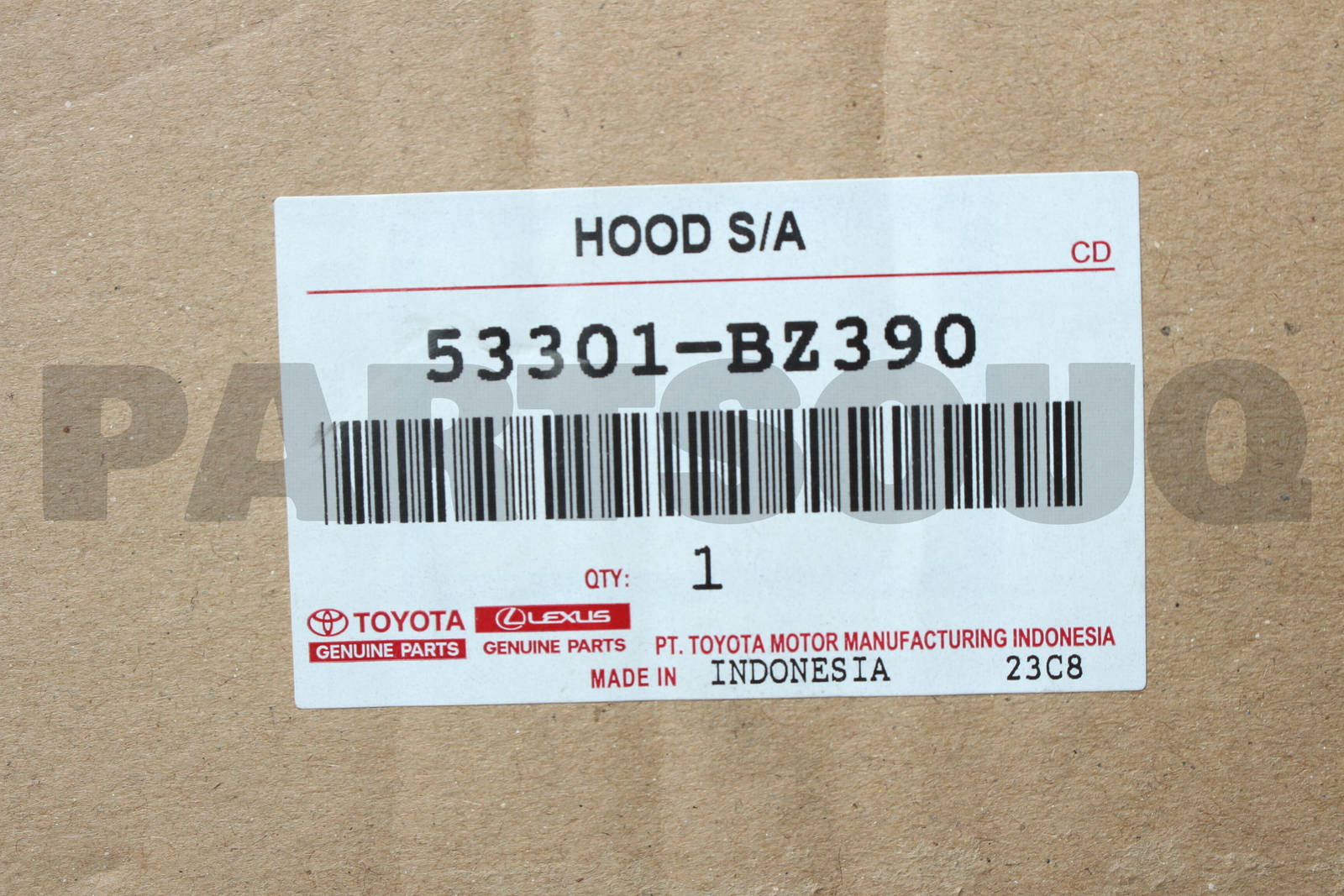 53301BZ390 Toyota Hood SUBAssy 53301BZ390 Genuine OEM Part for sale ...