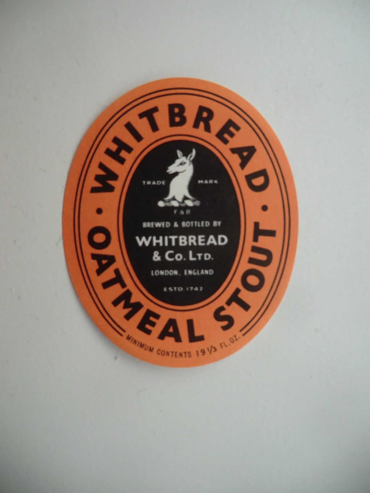 MINT WHITBREAD LONDON OATMEAL STOUT 19 1/3 fl oz BREWERY BEER BOTTLE ...