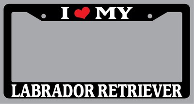Black License Plate Frame "I Heart My Labrador Retriever" Auto ...
