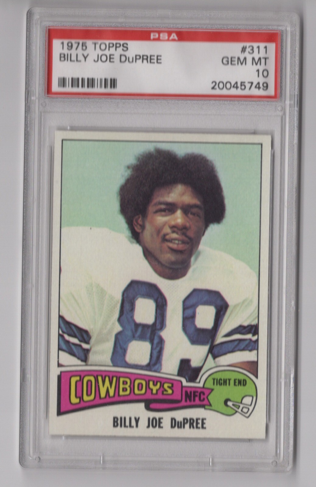 Billy Joe Dupree 1975 Topps PSA 10 Gem Mint Graded Card Dallas Cowboys ...