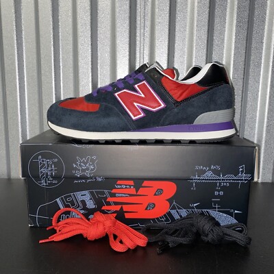 New Balance x Stray Rats 574 Men's Sneaker Black Red Purple Gym Shoes ...