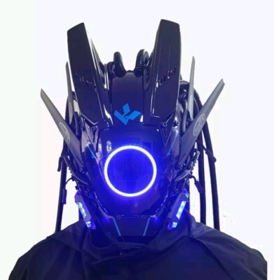 Futuristic Tech-wear Cyberpunk Mask Helmet Blue LED Cosplay Blue | eBay