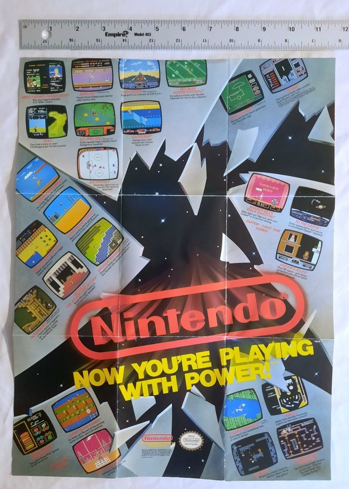 Vintage Nintendo NES ' Now Your Playing With Power ' Fold Out Poster ...