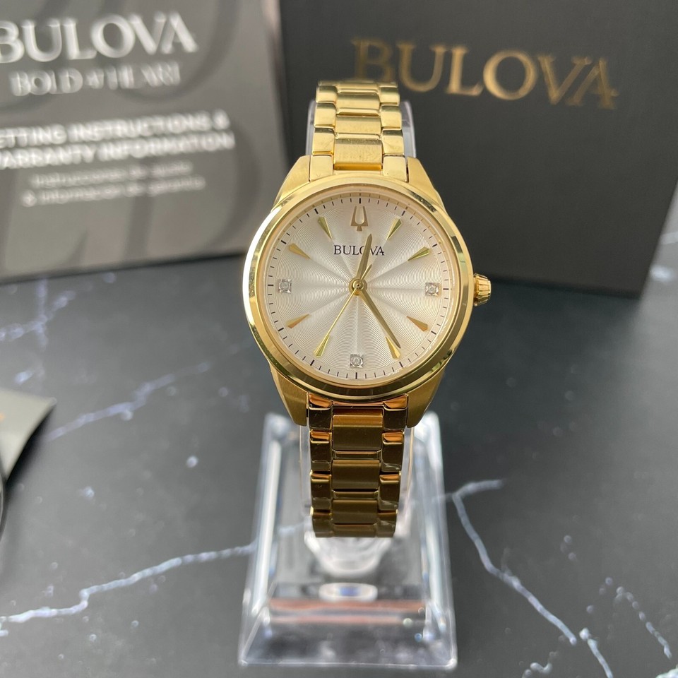 Bulova Sutton 97P150 Quartz Diamond White Dial Women's Classic Watch ...