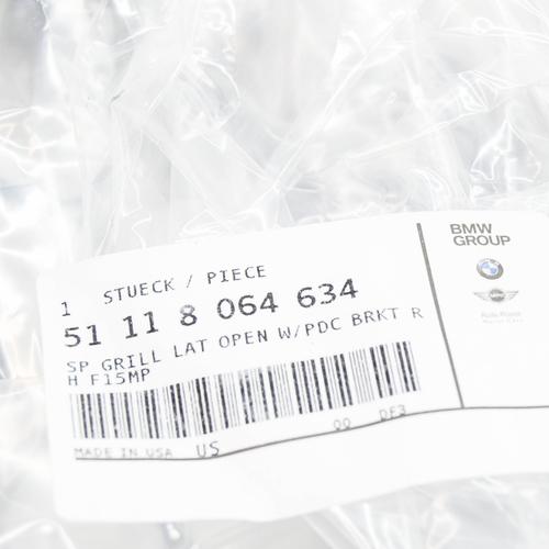 NEW BMW X5 F15 FRONT RIGHT M OPEN GRILLE 8064634 51118064634 ORIGINAL ...