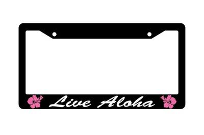 Black License Plate Frame LIVE ALOHA HIBISCUS Auto Accessory | eBay